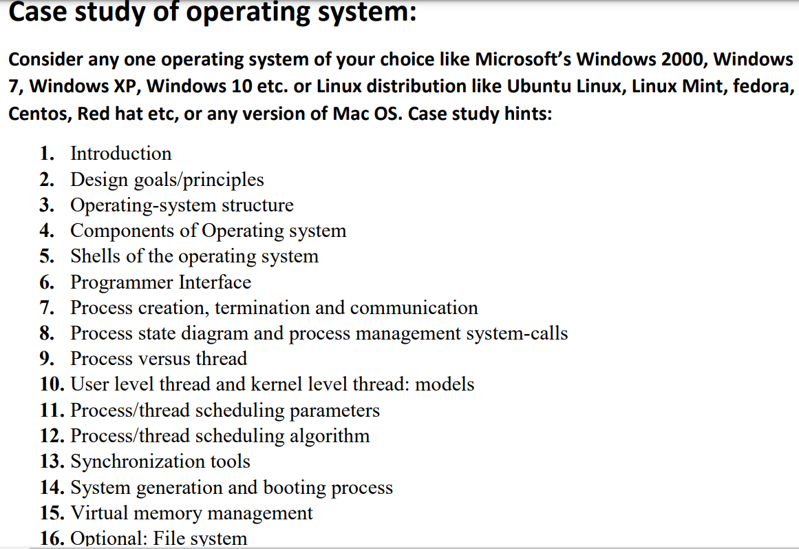 Solved Topic: Case study of Operating System. Submit the | Chegg.com