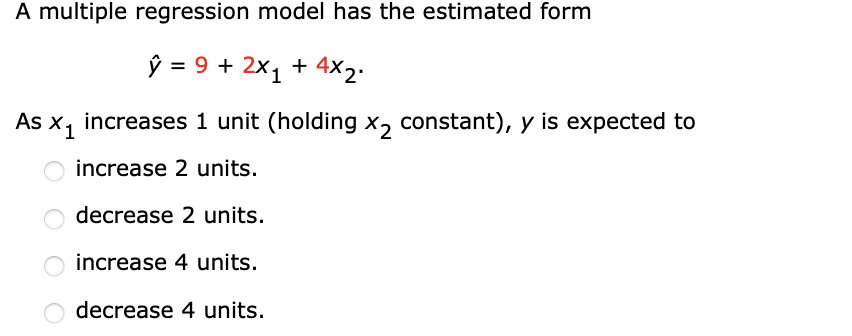 Solved A multiple regression model has the estimated form | Chegg.com
