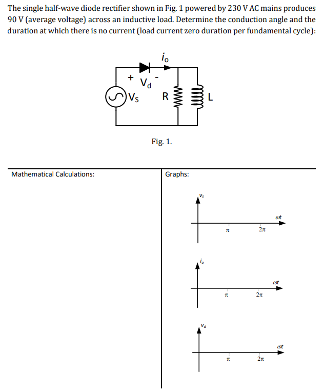 Solved The single half-wave diode rectifier shown in Fig. 1 | Chegg.com