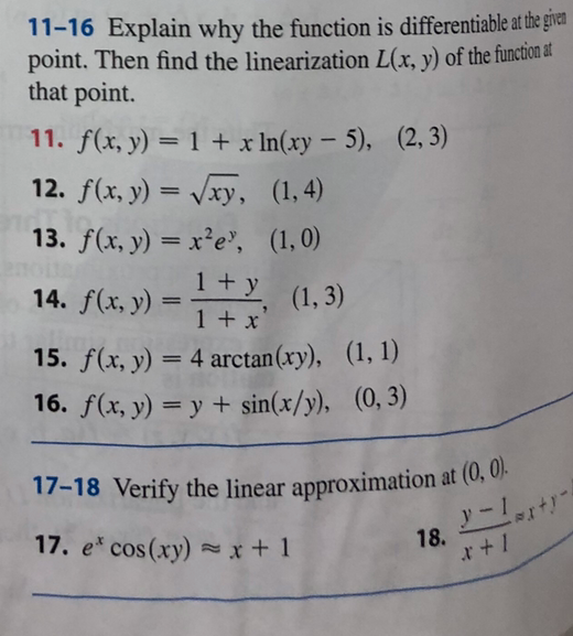 Solved 11-16 Explain why the function is differentiableathe | Chegg.com