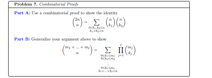 Solved Problem 7. Combinatorial Proofs Part A: Use a | Chegg.com