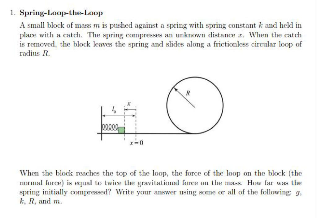 Solved 1. Spring-Loop-the-Loop A small block of mass m is | Chegg.com