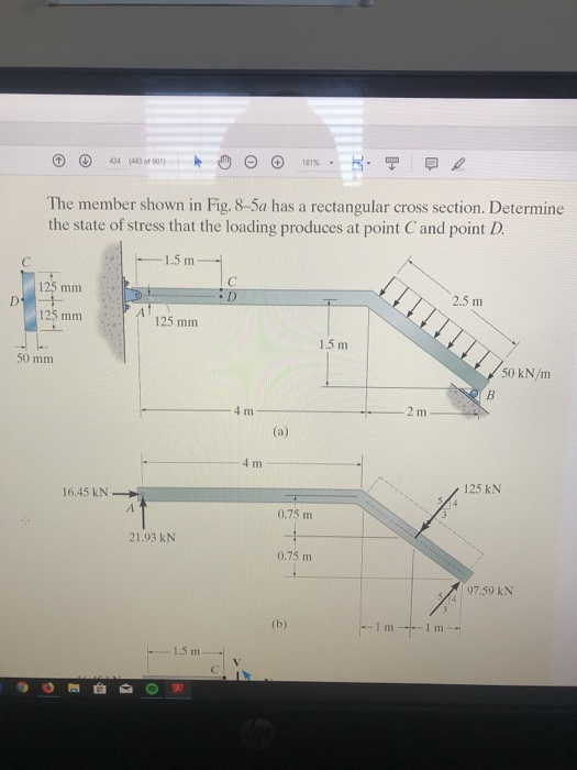 Solved The member shown in Fig. 8-Sa has a rectangular cross | Chegg.com