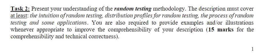 Solved Task 2: Present your understanding of the random | Chegg.com