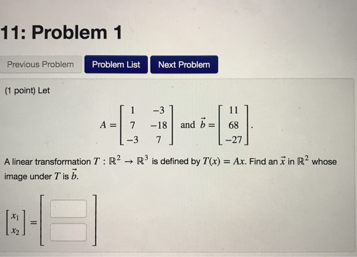Solved 11: Problem 1 Previous Problem Problem List Next | Chegg.com