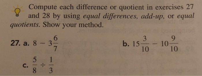 Solved Compute each difference or quotient in exercises 27 | Chegg.com