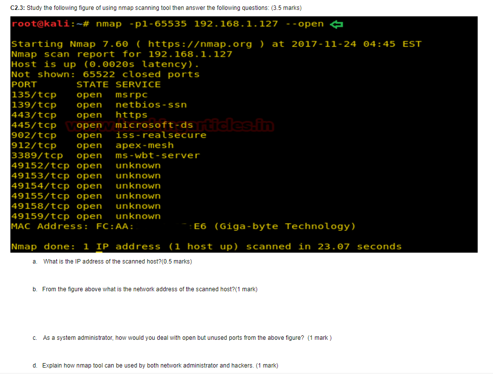 Solved C2.3: Study the following figure of using nmap | Chegg.com