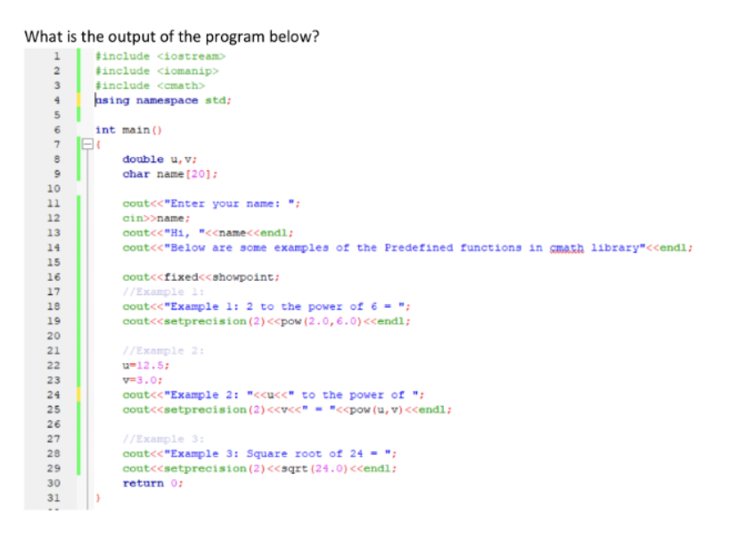 Solved e output of the program below? | Chegg.com