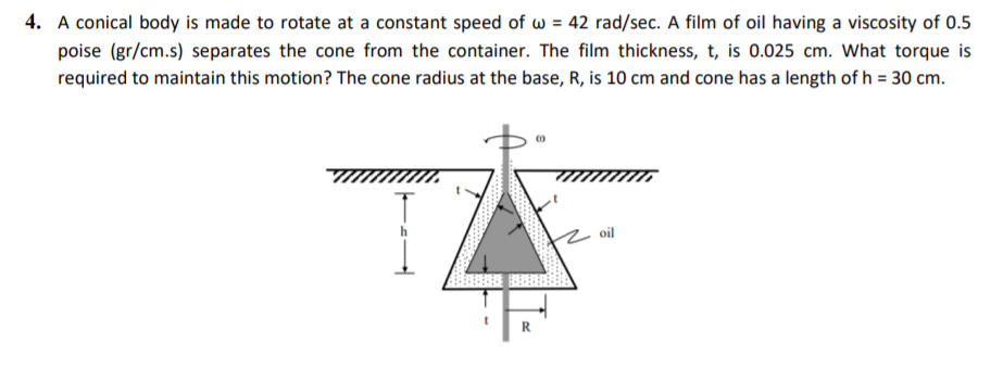 Solved 4. A conical body is made to rotate at a constant | Chegg.com