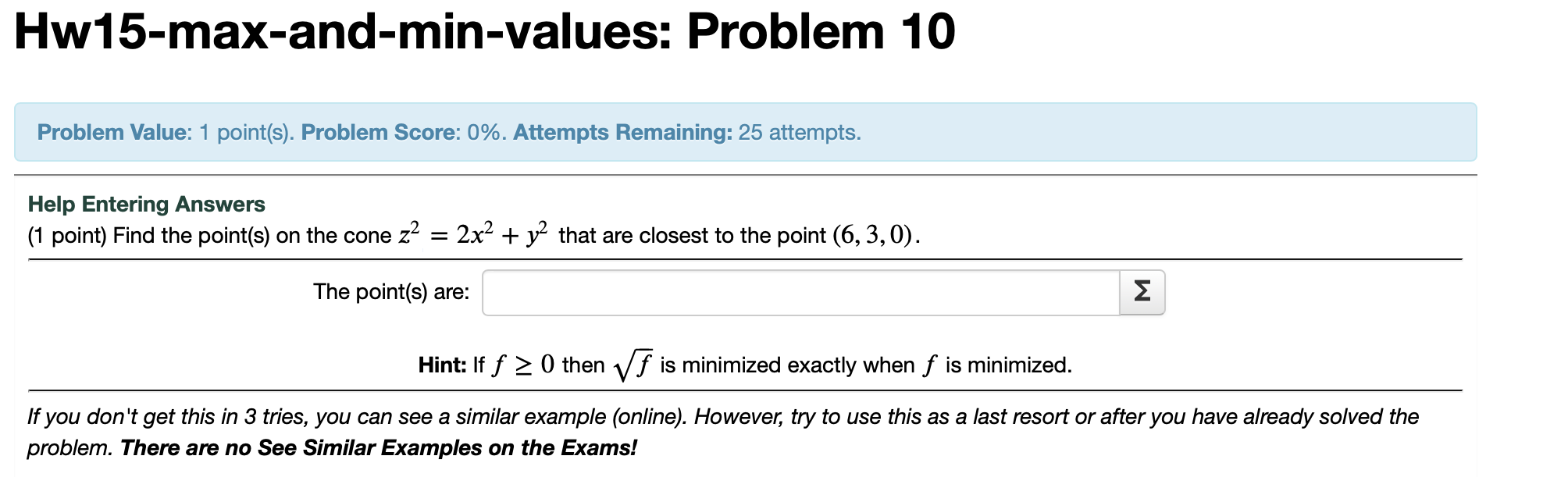 Solved Hw15-max-and-min-values: Problem 10 Problem Value: 1 | Chegg.com