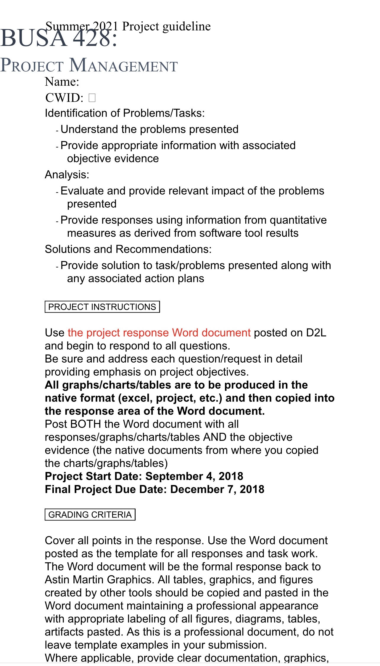 Symmer 2021 Project guideline JECT MANAGEMENT Name: | Chegg.com