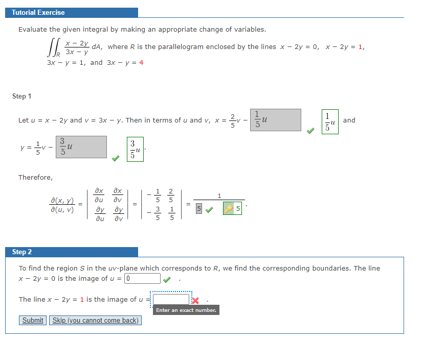 Solved Tutorial Exercise Evaluate the given integral by | Chegg.com