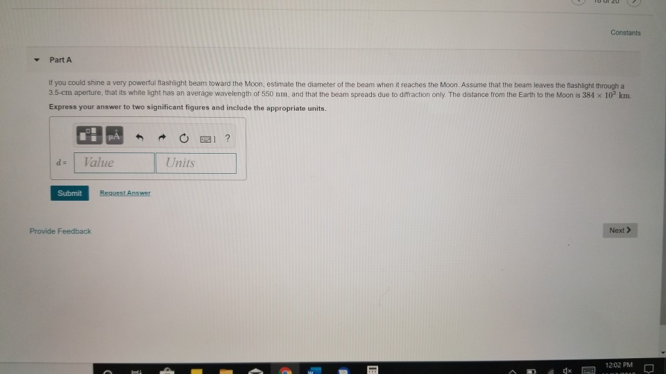 Solved Constants Part A If you could shine a very powerful | Chegg.com