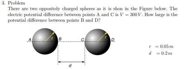 Solved 3. Problem There are two oppositely charged spheres | Chegg.com
