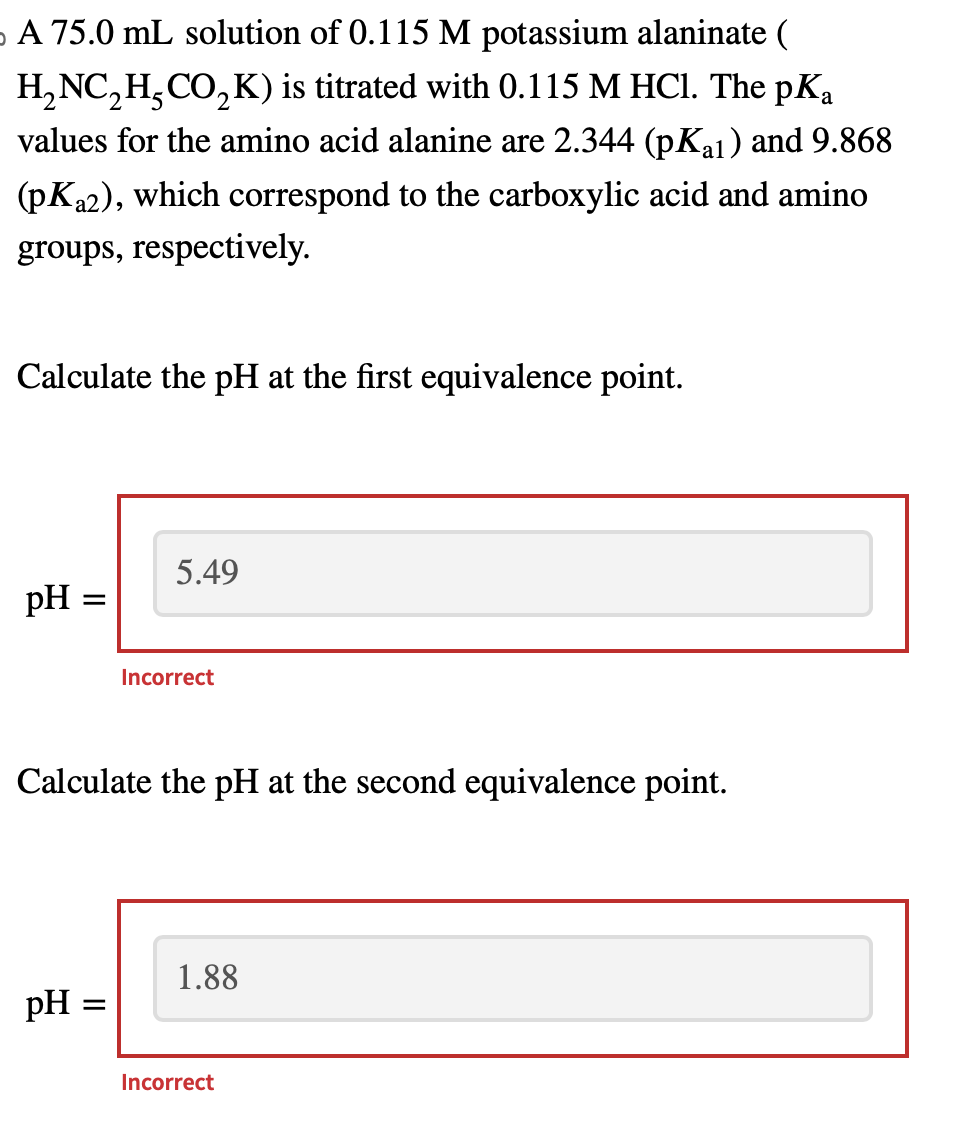 Solved A 75.0 mL solution of 0.115M potassium alaninate ( | Chegg.com