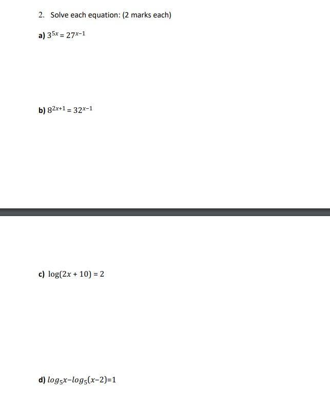 Solved 1. Solve. Check for extraneous roots. (4 marks each) | Chegg.com