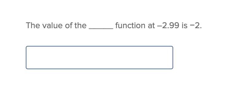 Solved The value of the function at -2.99 is -2. | Chegg.com