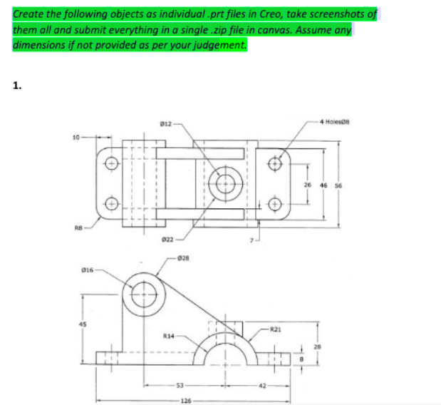 Solved Create the following objects as individual.prt files | Chegg.com