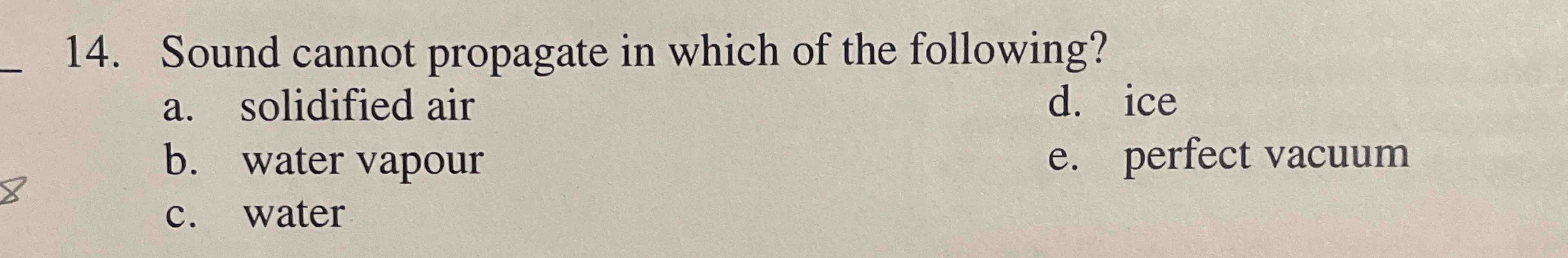 Solved Sound cannot propagate in which of the following?a. | Chegg.com