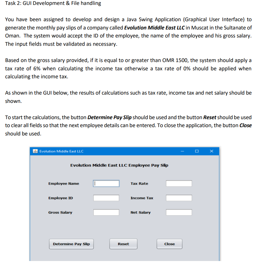 Task 2: GUI Development & File handling You have been | Chegg.com