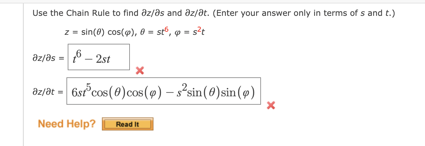 Solved Use the Chain Rule to find delzdels and delzdelt. | Chegg.com