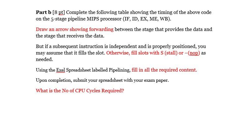 Solved 2. * (10pt) [Pipelining) Consider the code segment | Chegg.com
