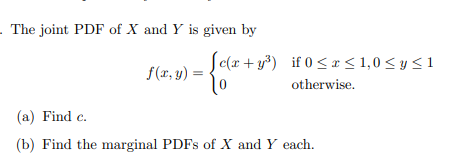 Solved The joint PDF of X and Y is given by f(x, y) = | Chegg.com