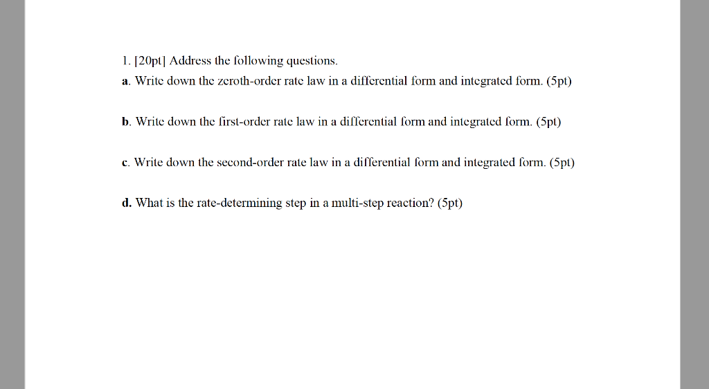 Solved 1. [20pt] Address the following questions a. Write | Chegg.com