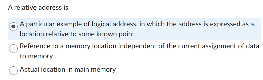Solved A relative address isA particular example of logical | Chegg.com