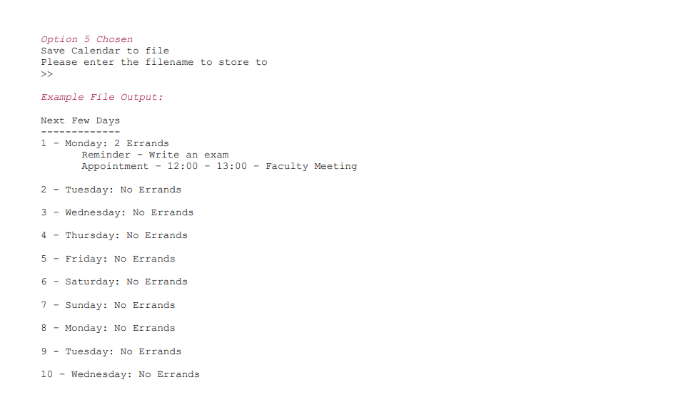 Solved Specifications: Calendar: Reminders & Appointments | Chegg.com