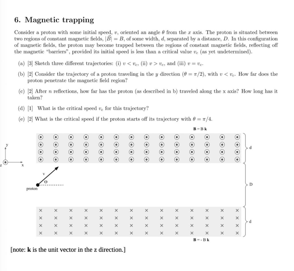 Solved 6. Magnetic trapping Consider a proton with some | Chegg.com