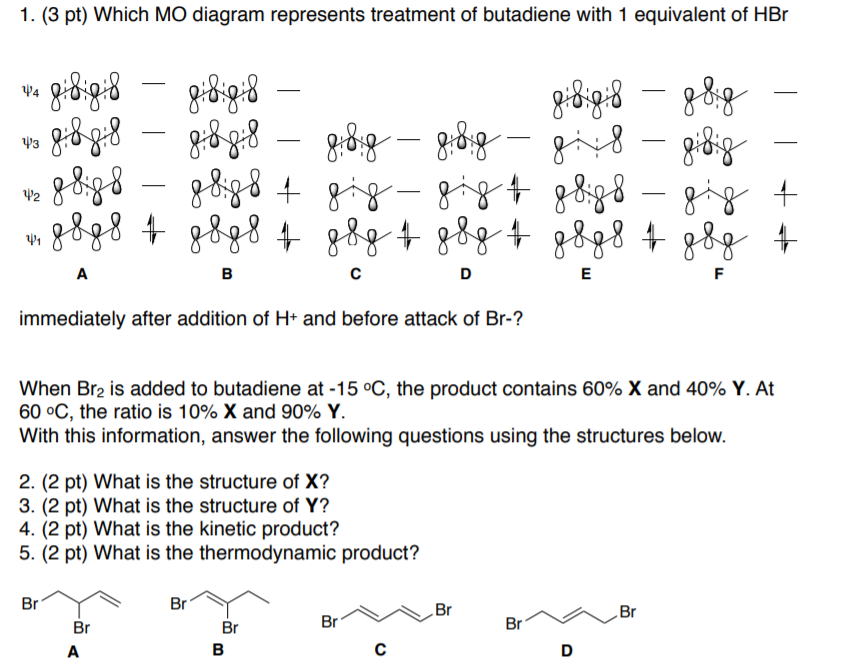 Solved 1. (3 pt) Which MO diagram represents treatment of | Chegg.com