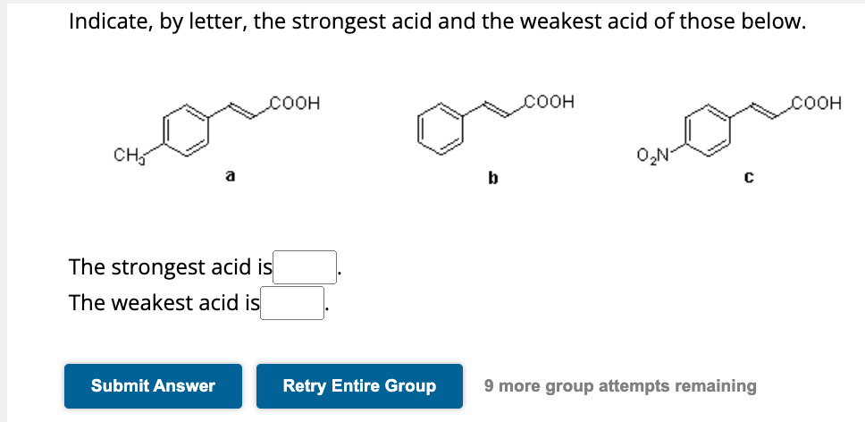 Solved Arrange the following carboxylic acids in order of | Chegg.com