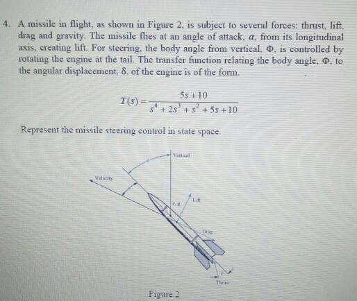 Solved 4. A missile in flight, as shown in Figure 2, is | Chegg.com
