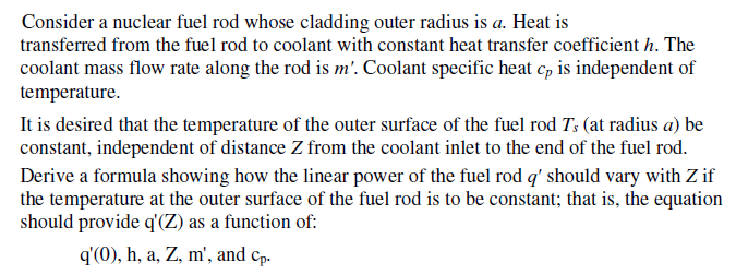 Solved Consider a nuclear fuel rod whose cladding outer | Chegg.com