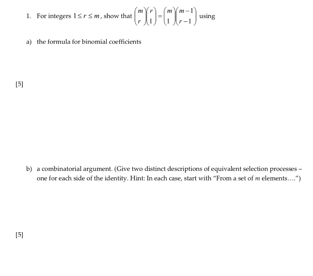 Solved m m-1 1. For integers 1 | Chegg.com