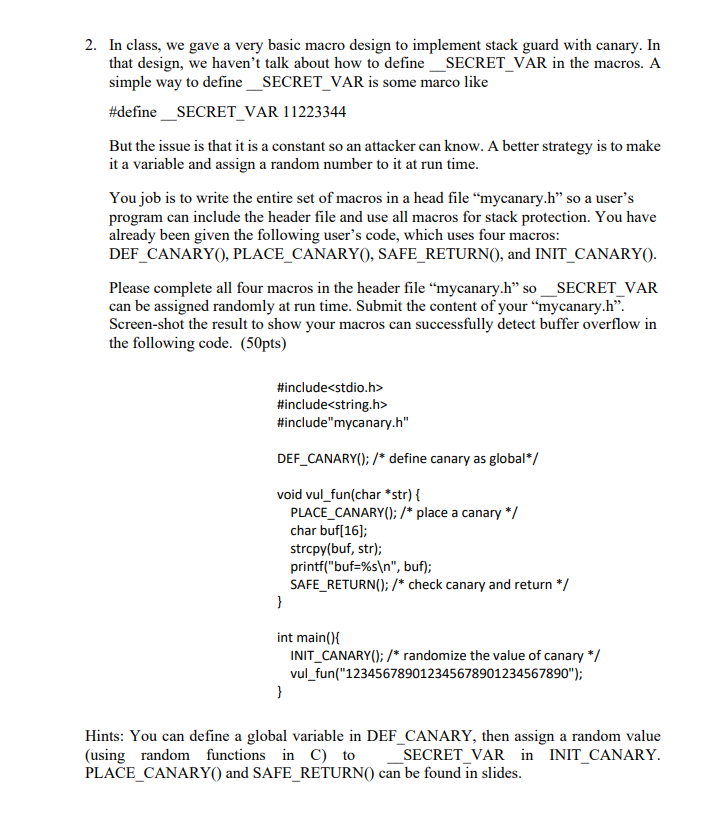 Solved 2. In class, we gave a very basic macro design to | Chegg.com