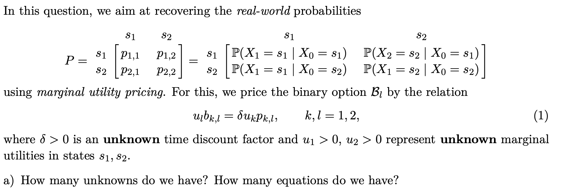 Solved In this question, we aim at recovering the real-world | Chegg.com