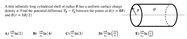 Solved A thin infinitely long cylindrical shell of radius R | Chegg.com