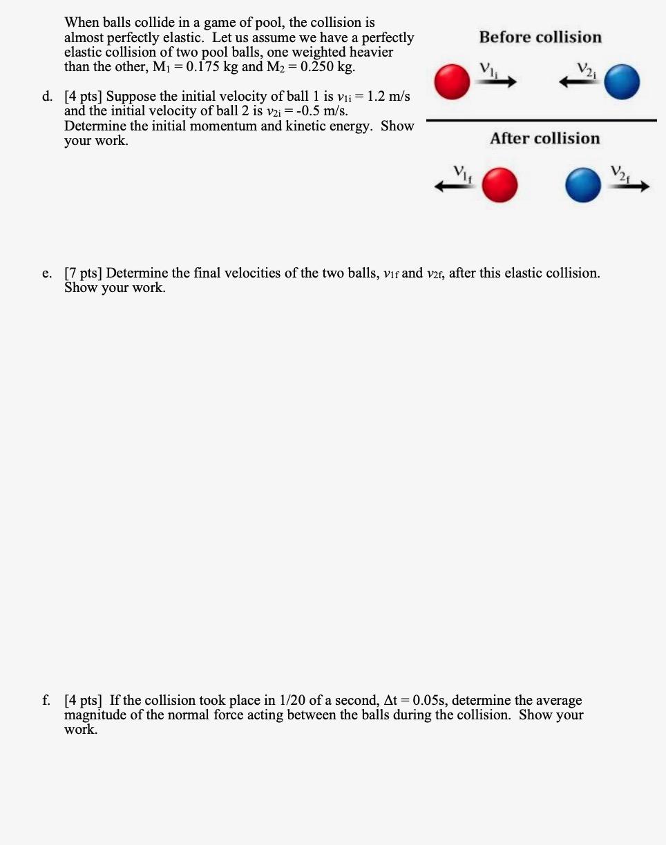Solved Before collision When balls collide in a game of | Chegg.com