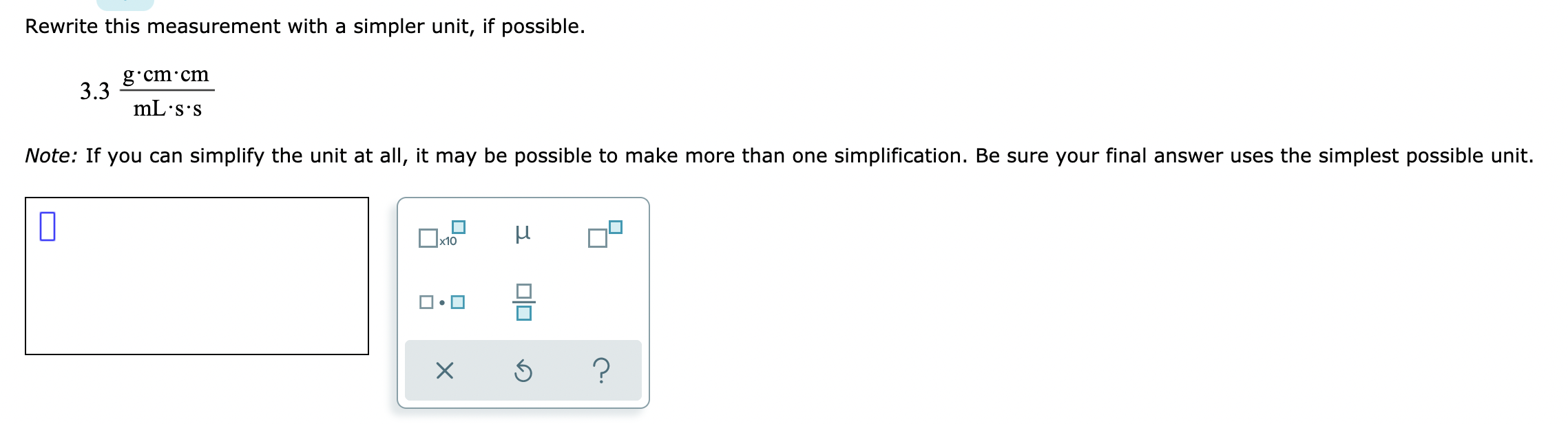 Solved Rewrite this measurement with a simpler unit, if | Chegg.com