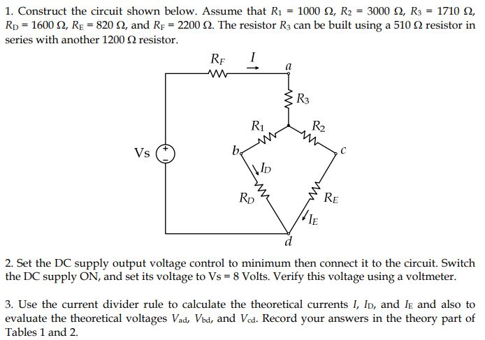 Solved 1. Construct the circuit shown below. Assume that R1 | Chegg.com