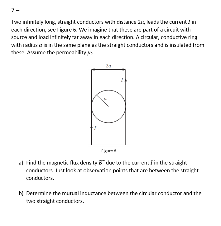 Solved 7- Two infinitely long, straight conductors with | Chegg.com