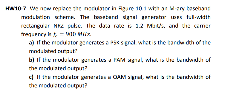 Solved HW10-7 We now replace the modulator in Figure 10.1 | Chegg.com Solved HW10-7 We now replace the modulator in Figure 10.1 | Chegg.com