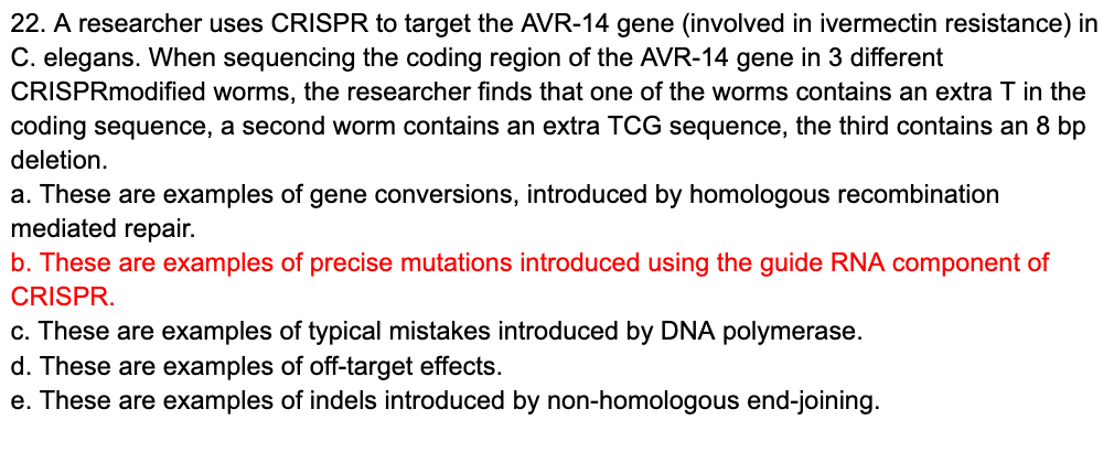 Solved A researcher uses CRISPR to target the AVR-14 ﻿gene | Chegg.com