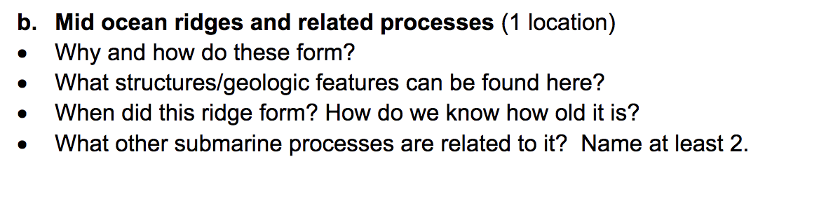 Solved b. Mid ocean ridges and related processes (1 | Chegg.com