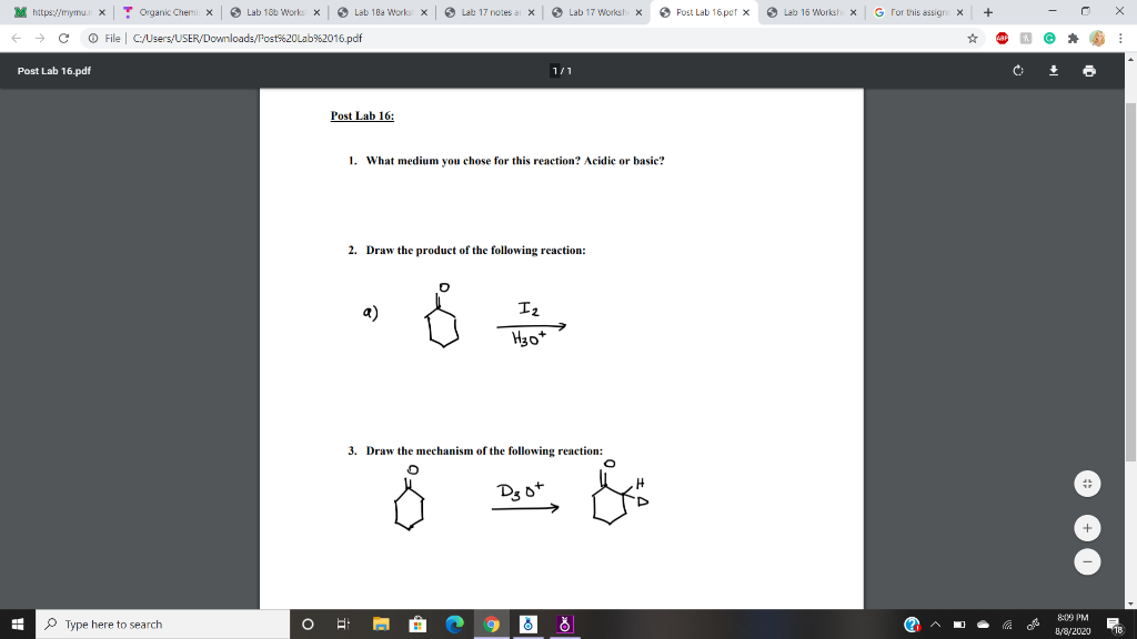Solved This was the reaction of cyclohexanone, water and | Chegg.com