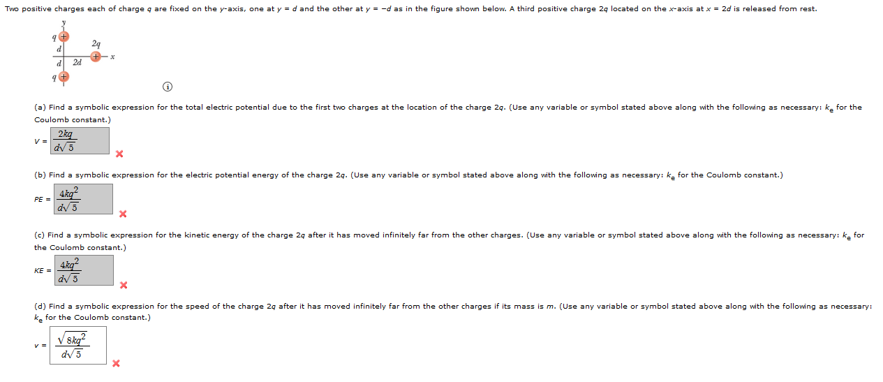 Solved Two positive charges each of charge q are fixed on | Chegg.com