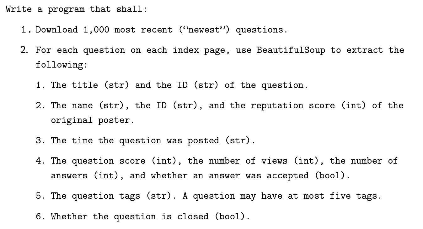 Solved Irite a program that shall: 1. Download 1,000 most | Chegg.com