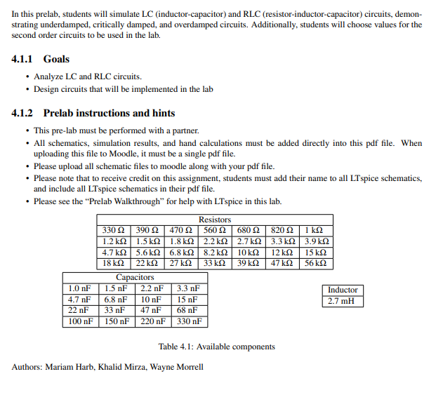 Solved In ﻿this prelab, students will simulate | Chegg.com